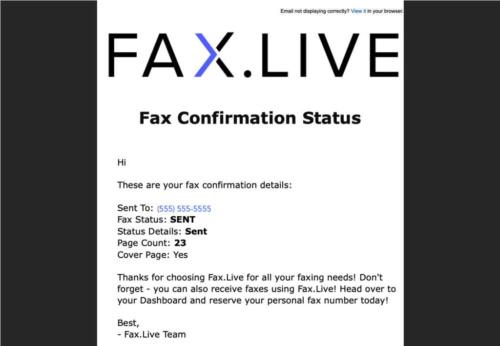 Three Factor Fax Confirmations | Fax.Live Features