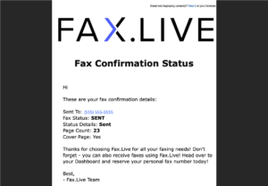 Fax Transmission Confirmation Pages | Fax.Live Features